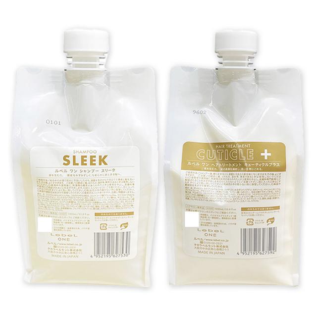 【セット品】ルベル ワン シャンプー スリーク 1000ml トリートメント キューティクル 1000ml LebeL ONE 詰替用 レフィルキューティクルプラス