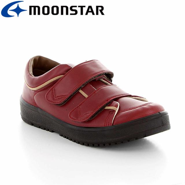 送料無料 ムーンスター レディース 靴 スニーカー Vステップ05L/R R/ワイン(右足のみ) 介護シューズ 国産 装具対応シューズ 左右片足販売 春 母の日 日本製 3E 5E 幅広 フルオープン 病院 リハビリ 施設 車いす 歩行訓練