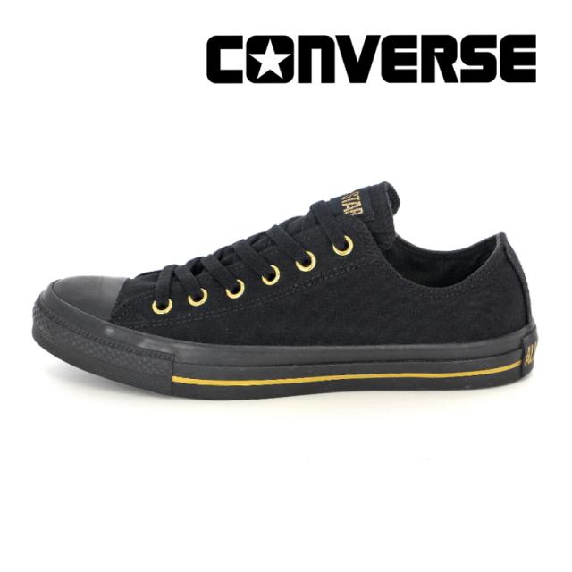 ★11月14日発売★ 秋冬新作 送料無料 コンバース CONVERSE メンズ/レディース スニーカー オールスター ゴールドストライプ スリップ OX ブラック/ブラック オールスターのパターン、ディテールアレンジモデル　靴 シューズ