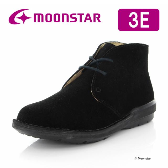 ≪30％OFFセール≫送料無料 ムーンスター レディース コンフォートシューズ SLチャッカ01 スエードブラック 黒 moonstar 3E 本革 革靴 撥水 国産 スローファクトリー Slow Factory 春 母の日