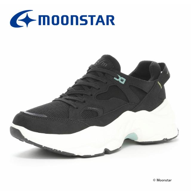 送料無料 ムーンスター b/m メンズ/レディース 厚底 スニーカー B/M01 チャグ ブラック moonstar 2E 抗菌防臭 衝撃吸収 ユニセックス インヒール シューズ 靴 歩きやすい