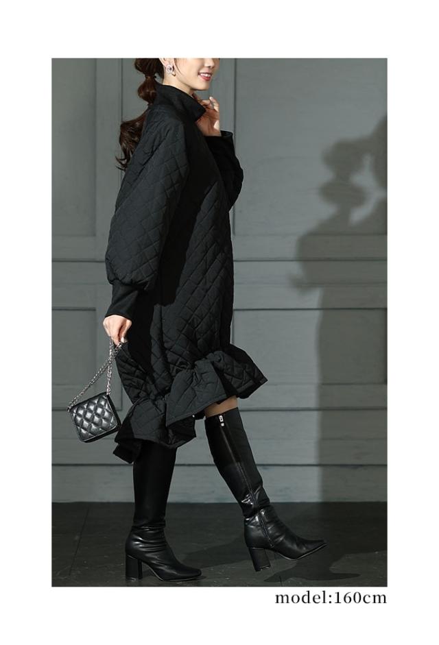 秋新作 個性が宿るキルティングマーメイド風ワンピース レディース