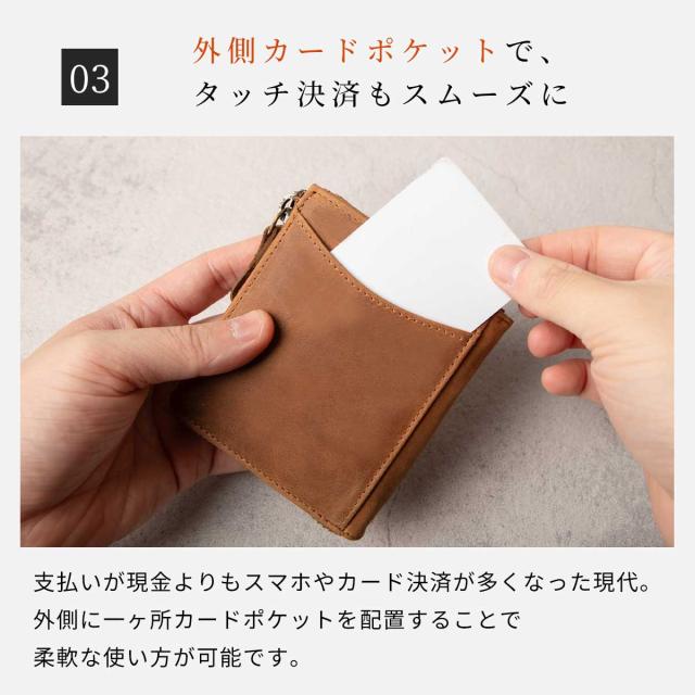 メンズ レディース ミニ財布 コンパクト L字ファスナー TIDY mini