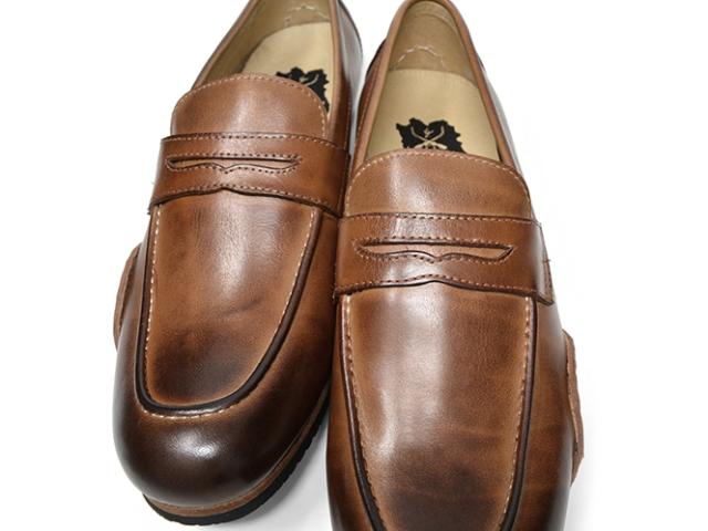 ローファー メンズ スリッポン 本革 革靴 レザー 茶色 紺色 スリー