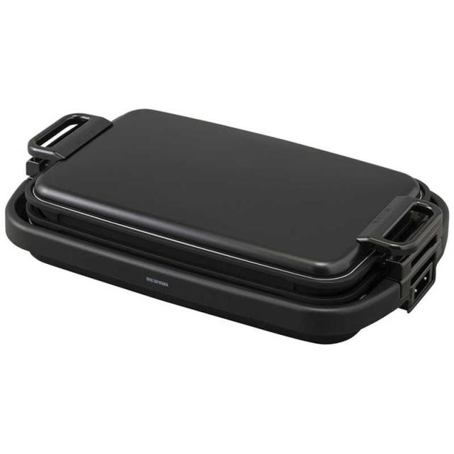 アイリスオーヤマ　IRIS OHYAMA ワイドホットプレート2枚 ブラック SWHPK-012-B（キッチン家電/大人数/家族/パーティー)