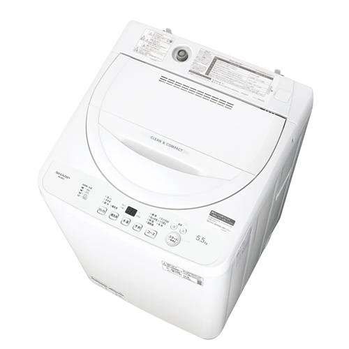 シャープ【SHARP】タテ型全自動洗濯機 ホワイト系 洗濯5.5kg ES-GE5J-W【高濃度洗浄】
