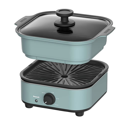 ピーコック【Peacock】コンパクトグリル鍋 スモーキーブルー なべ 焼肉プレート WGV-A60-ASM【キッチン家電】