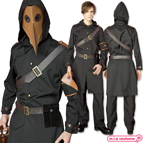 1143A★【送料無料・即納】steampunk ドクター サイズ：メンズ 17世紀ペスト医師風マスク 軍医風 男性用 ハロウィン コスプレ ...