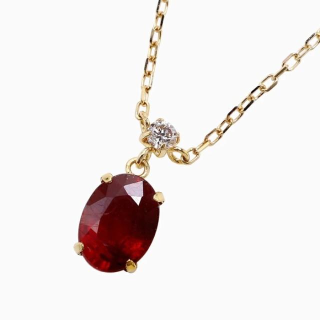 18金 K18 K18YG イエローゴールド ルビー Ruby RB1ct ダイヤモンド Diamond 0.035ct 天然石 パワーストーン 宝石 ペンダント ルビーペンダント含浸 鑑別 ...