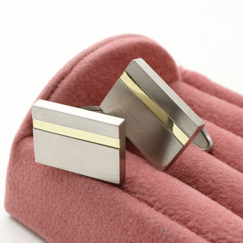 14KT スチール ステンレス カフスボタン Made in Germany カフスピン