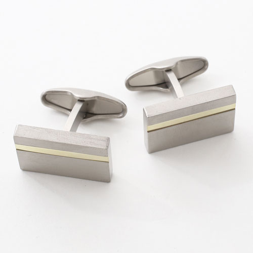 14KT スチール ステンレス カフスボタン Made in Germany カフスピン