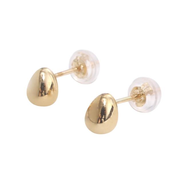 10金 K10 10k K10YG イエローゴールド ピアス たまご型ピアス しずく型ピアス スタッズピアス 小さめピアス シリコンキャッチ式 卵 たまご 雫 しずく ドロップ シンプル 両耳 ...