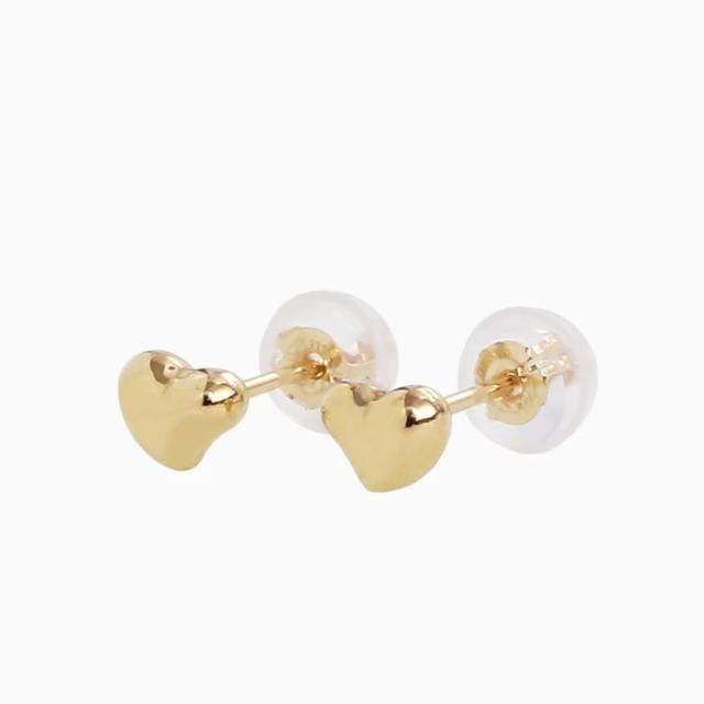 10金 K10 10k K10YG イエローゴールド ピアス ハートピアス スタッドピアス スタッズピアス 小さめピアス 3mm シリコンキャッチ式 ハート シンプル 両耳 軽い 軽量 小さい ...