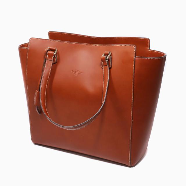 大きめトートバッグ 男女兼用 カーフレザー ブラウン 茶色 牛革カバン イタリア製 ユニセックスバッグ  鞄 カバン