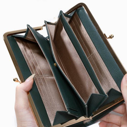 長財布 深緑 レザー がま口 グリーン ロングウォレット MAELYSギフト無料 長財布 深緑 レザー がま口 グリーン ロングウォレット MAELYSギフト無料