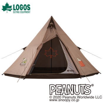 ロゴス テント ティピーテント ワンポールテント 軽量 コンパクト 簡単設営 UVカット 防水加工 撥水加工 難燃加工 収納バッグ付き アウトドア キャンプ LOGOS SNOOPY Tepee テント-BB 86001083
