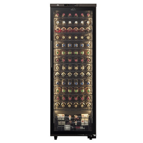 フォルスタージャパン ST-309G(WK) ロングフレッシュ 日本製 90本収納 右開き 傾斜ラック 新冷媒 25年モデル  ウッドブラック