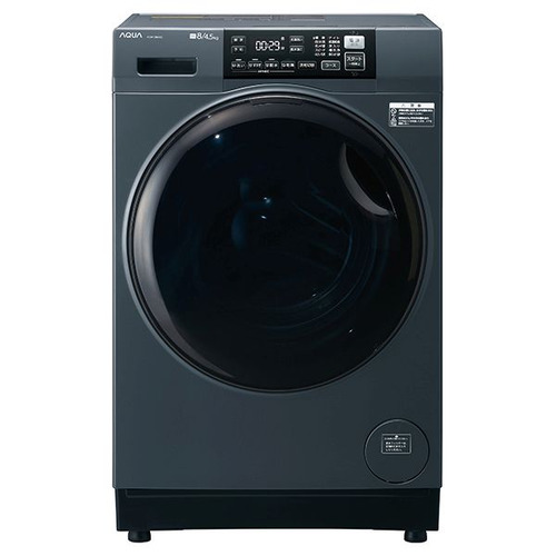 【無料長期保証】AQUA ドラム式洗濯機 左開き 洗濯8kg 乾燥4.5kg 幅59.5cm お湯洗い 除菌&無排気乾燥 まっ直ぐドラム AQW-D8A-L(K) ブラック系