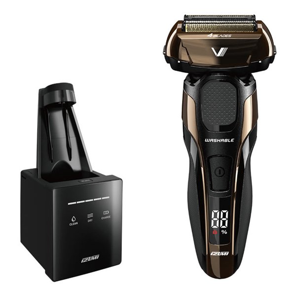 マクセルイズミ往復式4枚刃 メンズシェーバー Z-DRIVE ハイエンドシリーズ 洗浄器付 ゴールド IZF-V972-N ゴールド(2584776)代引不可 送料無料