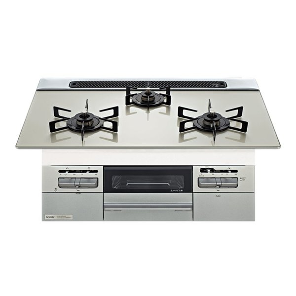 NORITZ（ノーリツ）Fami ビルトインコンロ プロパンガス/75cmタイプ/ムーンシルバーガラストップ N3WV7RWTP2SI LP(2654522)送料無料