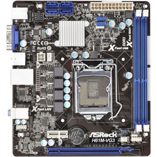 ASRock マザーボード H61 M-ATX H61M-VG3(中古品)