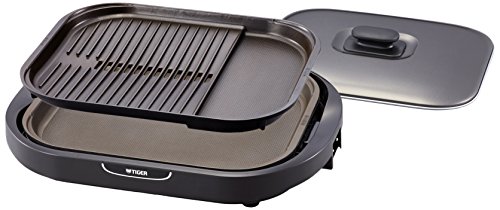 タイガー ホットプレート 平面 焼肉 プレート 2枚 タイプ ブラウン 蓋付き (中古品)