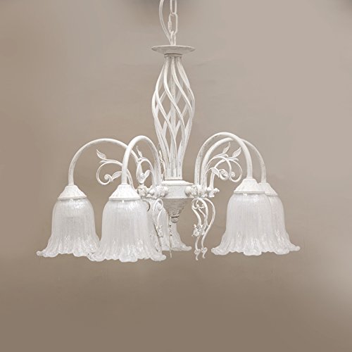 クラシカルシャンデリア[イザベラ]【5灯】LED電球対応　ホワイトブラッシュ（中古品）