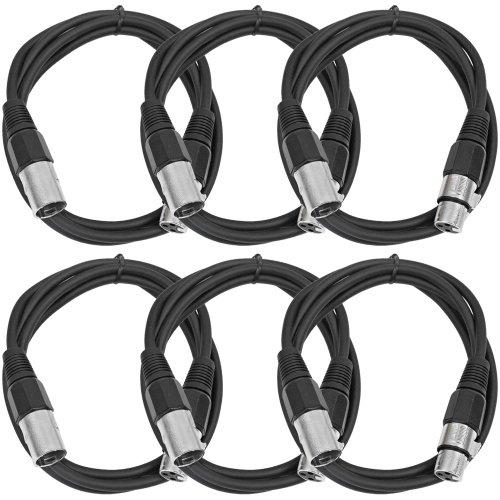 SEISMIC AUDIO - SAXLX-6 - 6 Pack of  Black XLR Male to XLR Female Pat(未使用品)