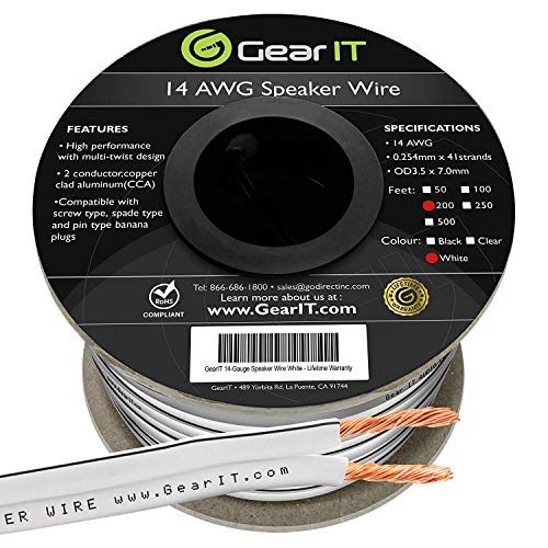 スピーカーワイヤ 14ゲージスピーカーワイヤー GearIT 14AWG 100フィート 3(未使用品)