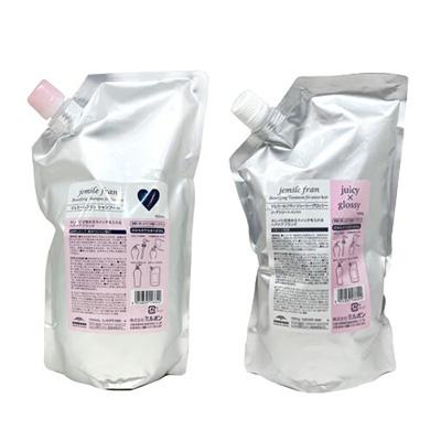 ● セット販売 ミルボン ジェミールフラン シャンプー H ハート 1000ml + トリートメント ジューシー グロッシー 1000g 詰め替え リフィル 美容室専売 サロン専売 ヘアケア うるおい ツヤ MILBON