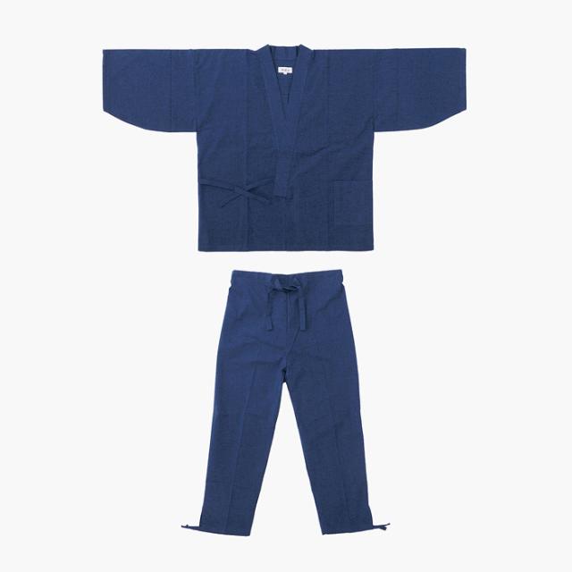 作務衣 久留米綿紬織 上下一組 （女性用） （紺） No.26