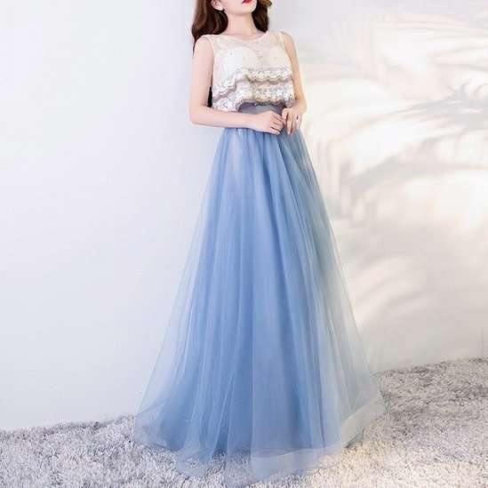 ロングドレス 演奏会 パーティードレス ワンピースドレス ワンピース ドレスワンピ お呼ばれドレス イブニングドレス 二次会 お呼ばれ ステージ衣装 発表会 音楽会 食事会 バイカラー 白 大きいサイズ マキシ丈 フレア Aライン レース ビジュー チュール ラウンドネック 20代