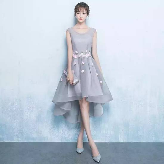 パーティドレス 結婚式 春夏 大きいサイズ 30代 ひざ丈 ノースリーブ ラウンドネック 花柄 刺繍 Xラインフィッシュテール