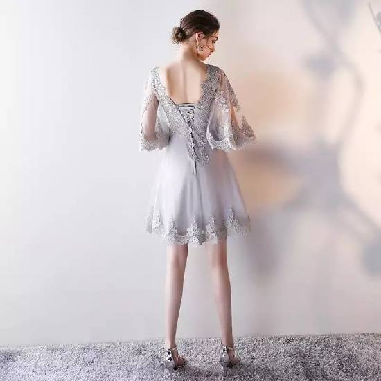 パーティードレス 春夏 結婚式 大きいサイズ 30代 ひざ丈 半袖 袖あり