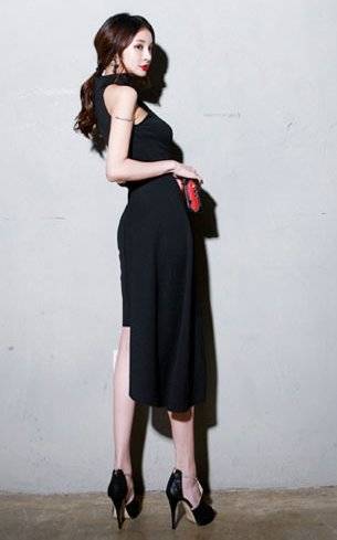 黒 スレンダーライン パーティードレス ワンピースドレス ワンピース