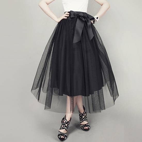 スカート ミモレ丈 ウエストリボン チュール 華やか Aライン ハイウエスト ウエストゴム レディース 結婚式二次会 お呼ばれ 2018年新作