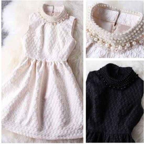 ワンピース ミニ丈 レディース パーティードレス パール ハイウエスト エレガント ブラック ホワイト 上品 大人 パーティー デート