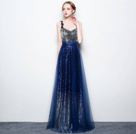 ロングドレス 演奏会 パーティードレス イブニングドレス 春夏 結婚式 二次会 披露宴 ネイビーブラック 大きいサイズ ロング丈 マキシ丈 キャミソール 袖なし Aライン Xライン フレア 刺繍 レース スパンコール 透け感 シースルー 20代 30代 豪華