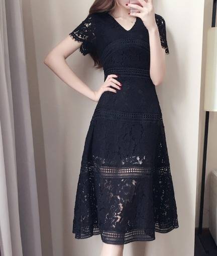 パーティードレス 花柄 レース 半袖 ?ネック ３色 ミモレ丈 Aライン 透け感 フレア エレガント フェミニン パーティー 結婚式 二次会