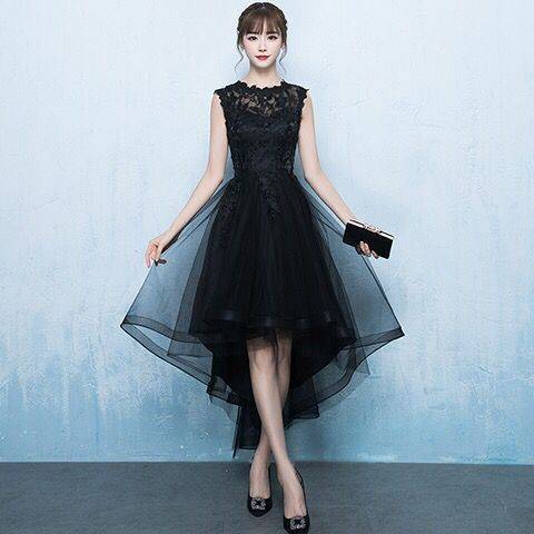 パーティードレス 花柄 レース ノースリーブ ラウンドネック フィッシュテール ミニ丈 ラウンドネック チュール フレア Ａライン
