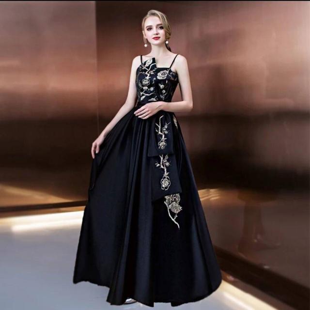 パーティードレス 花柄 アニマル柄 ノースリーブ ロング マキシ丈 ウエストマーク リボン フレア Ａライン フェミニン エレガント