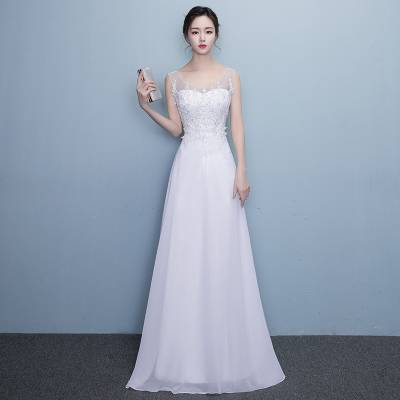ロングドレス スレンダーライン パーティードレス ウエディングドレス 春夏 結婚式 花嫁 披露宴 ホワイト 大きいサイズ ロング丈 マキシ丈 ノースリーブ 袖なし Aライン フレア 刺繍 レース スパンコール 透け感 ラウンドネック 20代 30代