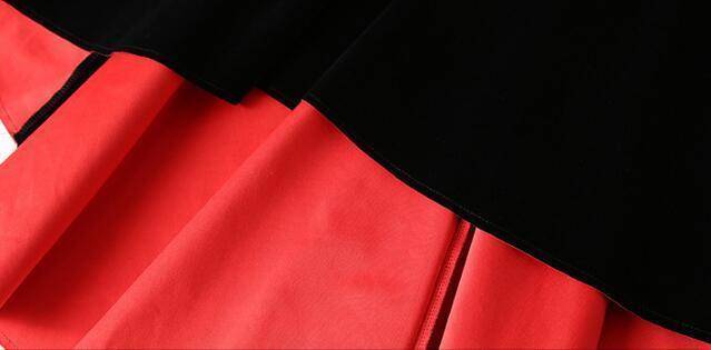 ワンピースドレス バイカラー 切替 フィッシュテール 長袖 フレア A