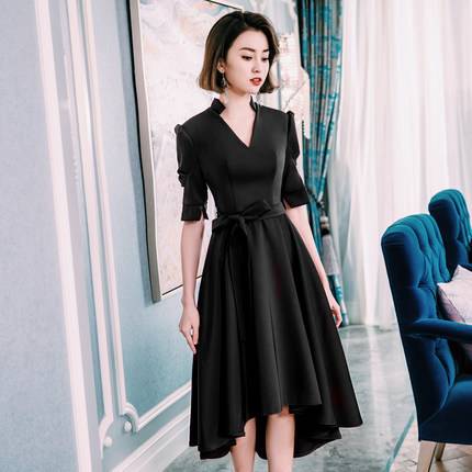 Vネック ウエストリボン ミディアムフレアドレス Aライン シンプル ワンカラー 無地 ハイウエスト 上品 エレガント 秋カラー レディース
