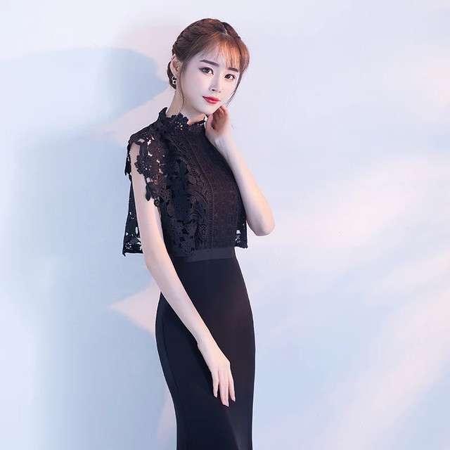 黒 スレンダーライン パーティードレス ワンピースドレス ワンピース