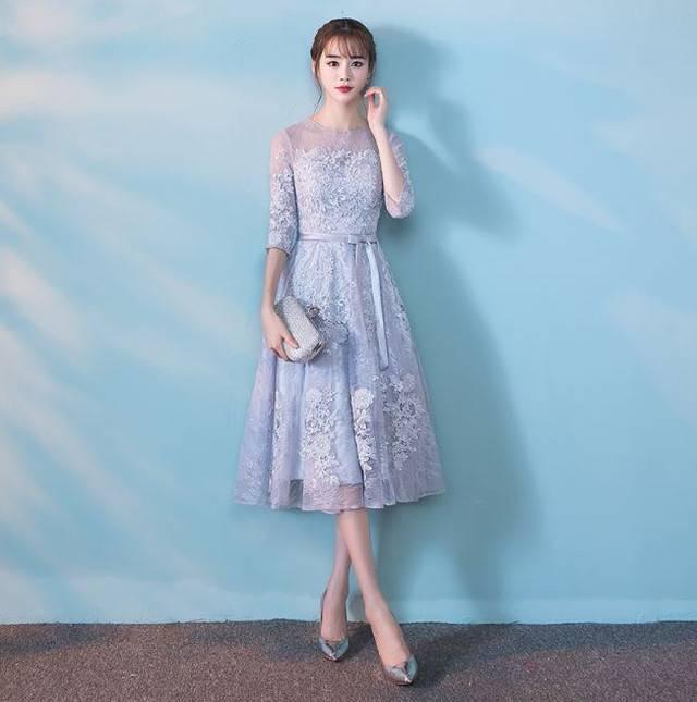 五分丈 レース リボン ロングスカート ドレス 花柄刺繍 シースルー   綺麗 おしゃれ 可愛い 上品 清楚 デート 結婚式 二次会 お呼ばれ