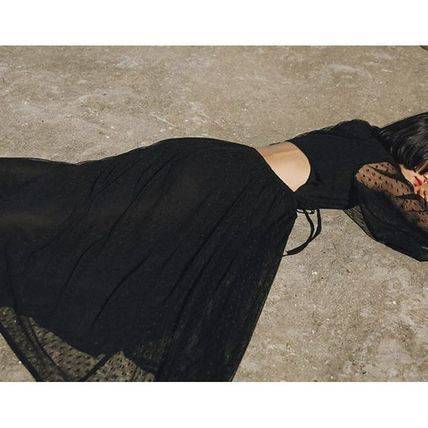 ワンピース ロング レース 背中あき セクシー ブラック Aライン V