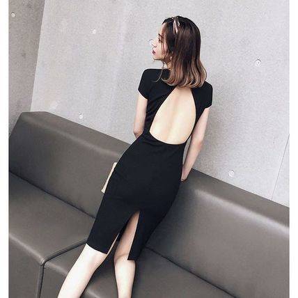 インポート パーティードレス 結婚式 二次会 膝丈 ワンピース 黒 ノースリーブ 無地 ミディアム レディース ２０１８年新作 定番 人気