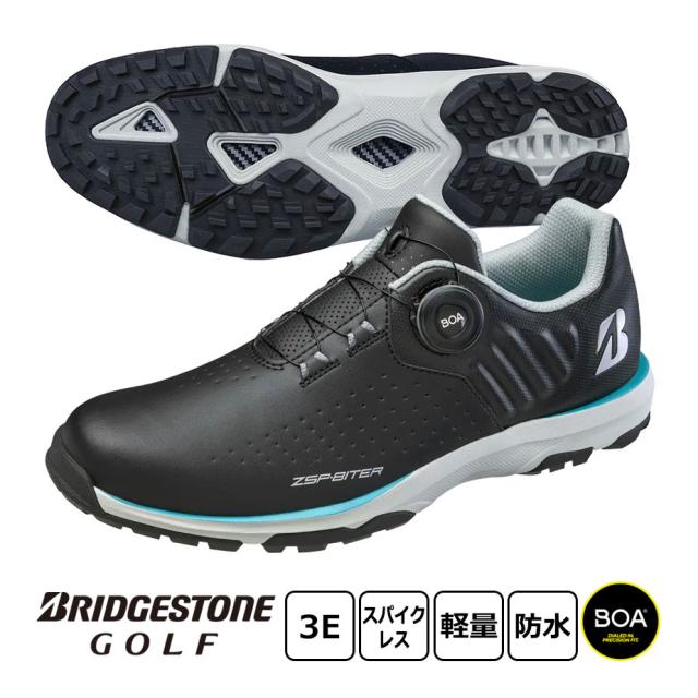 ブリヂストン ゴルフ シューズ ゼロ・スパイク バイター ライト SH2505 BK 黒 メンズ 3E スパイクレス ボア ダイヤル式 2025年モデル BRIDGESTONE GOLF