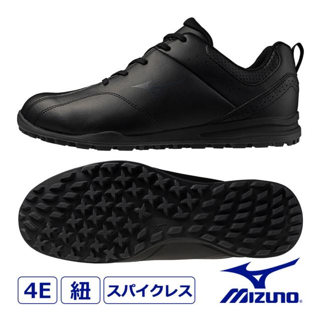 【即納可能】ミズノ ジーエムスタイル ワイド ゴルフ シューズ メンズ 51GQ2552 03 ブラック×ブラック 4E相当 スパイクレス 紐 防水 軽量 2025年モデル MIZUNO